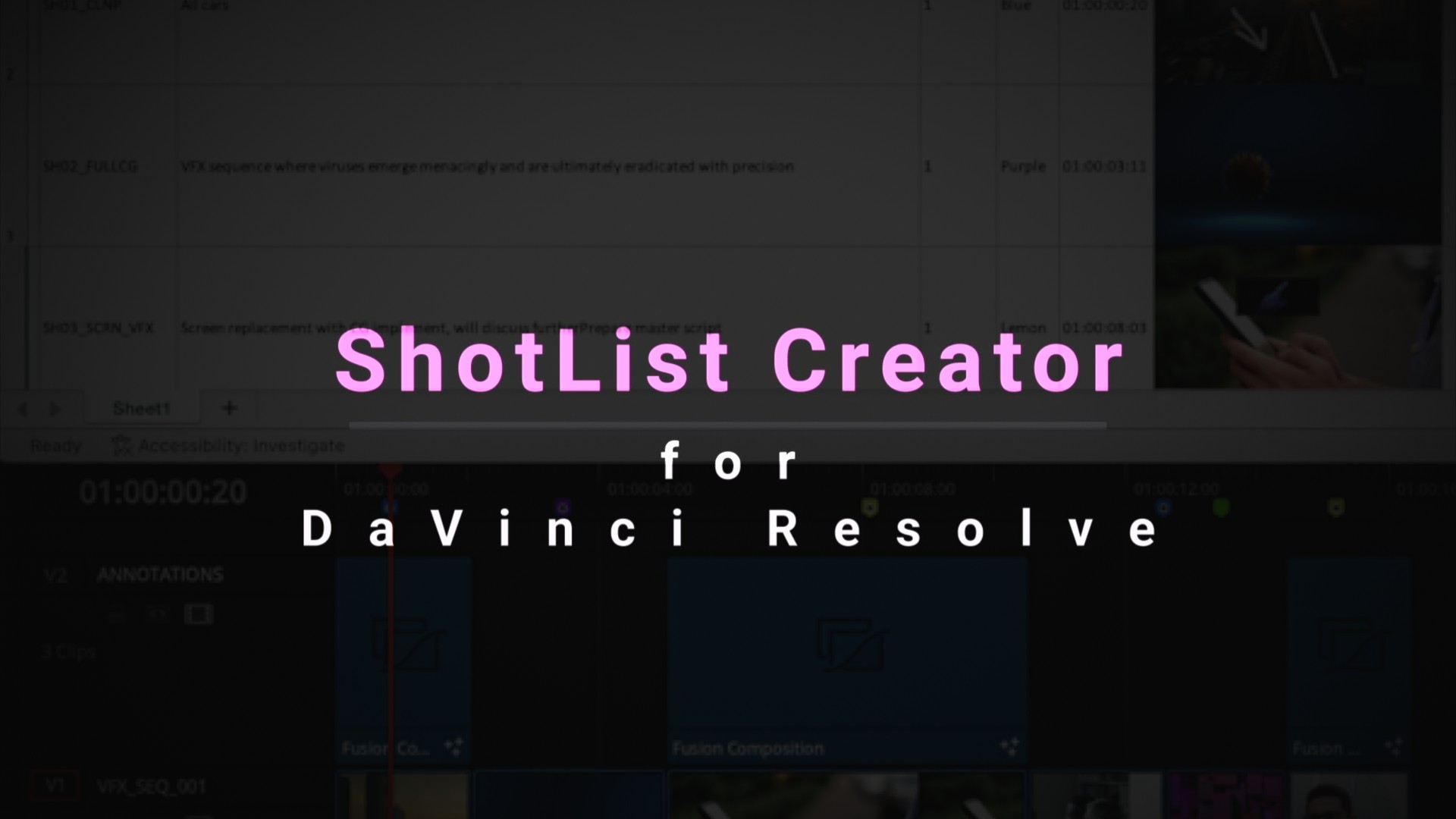 ShotList Creator 2 for DaVinci Resolve - aescripts.com